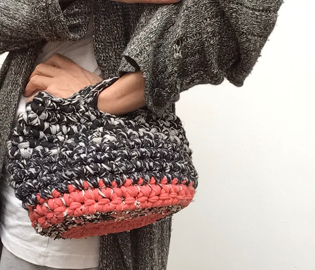 XS Handmade Crocheted Women's Bag of Strips Recycled Fabric and Cotton ...