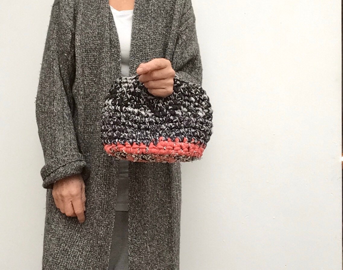 XS Handmade Crocheted Women's Bag of Strips Recycled Fabric and Cotton ...