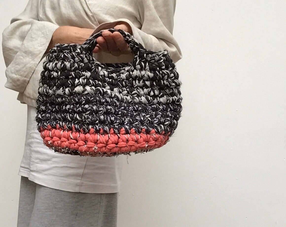 XS Handmade Crocheted Women's Bag of Strips Recycled Fabric and Cotton ...