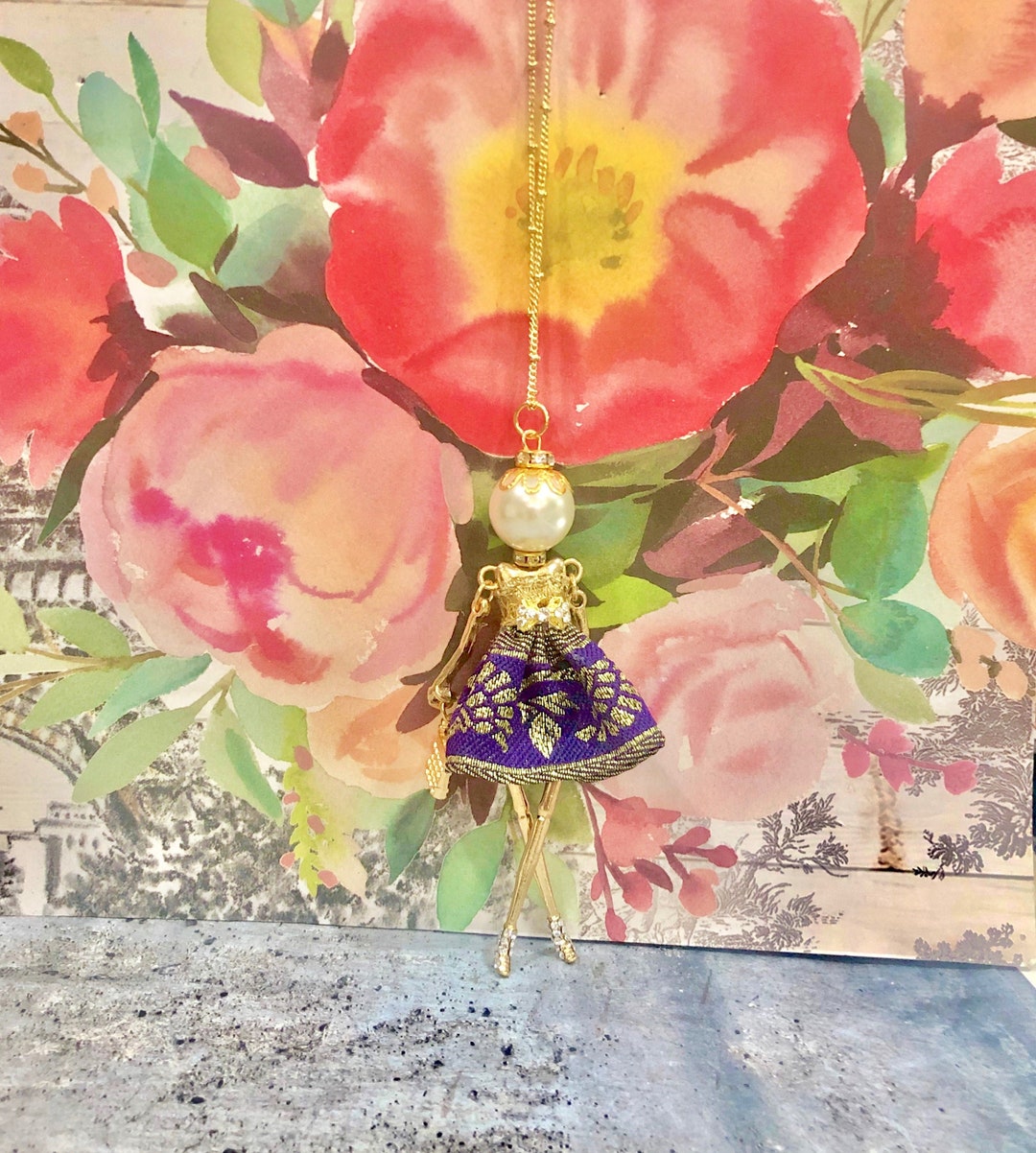 Parisian Doll Necklace, French Doll Pendant, Doll Necklace, Fashionista ...
