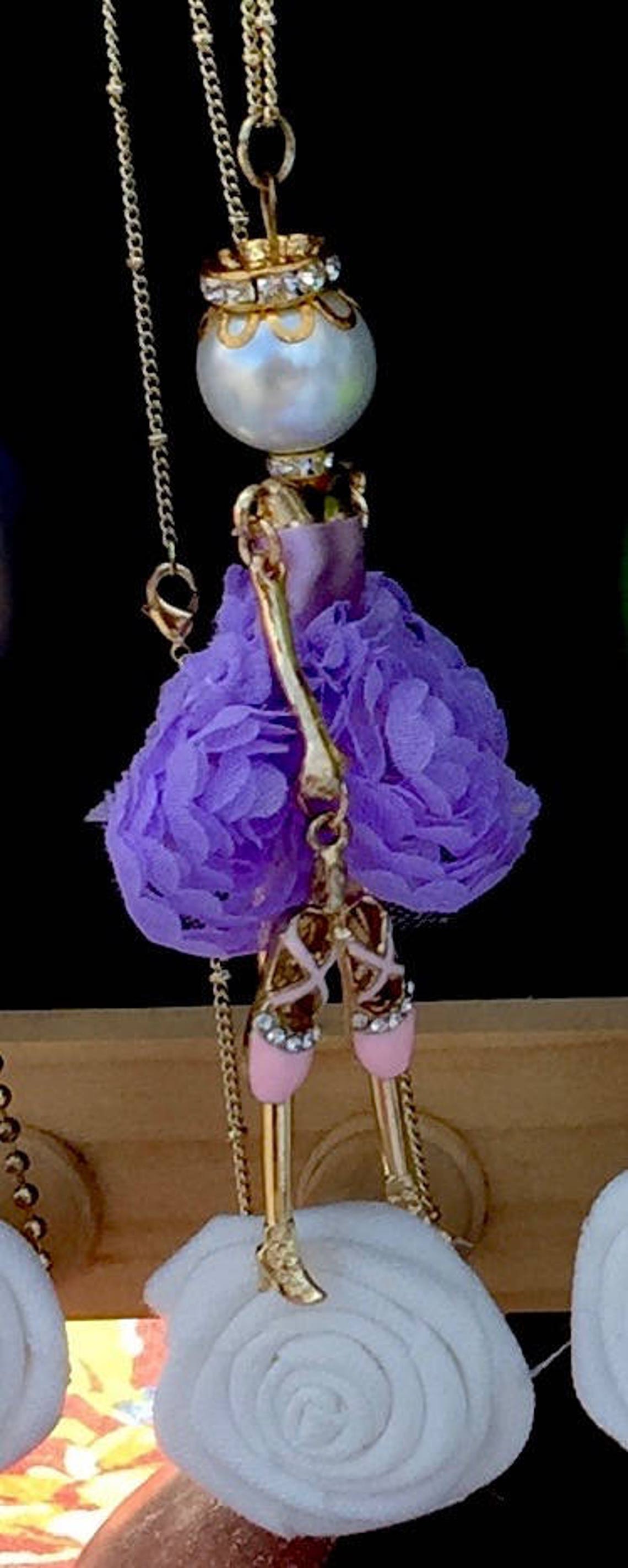 Doll Necklace, French Doll Pendant, Ballerina Doll Necklace, Lavender ...