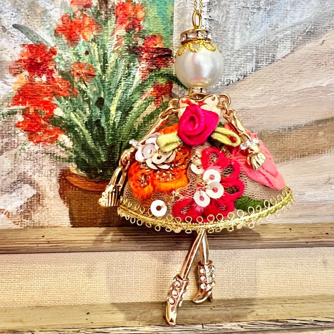 French Doll Necklace, Paris Doll Pendant, Pretty in Pink, Ellie's Belle ...