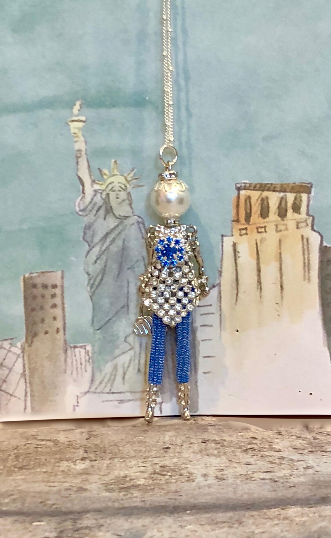 French doll necklace doll pendant necklace diamond girl | Etsy