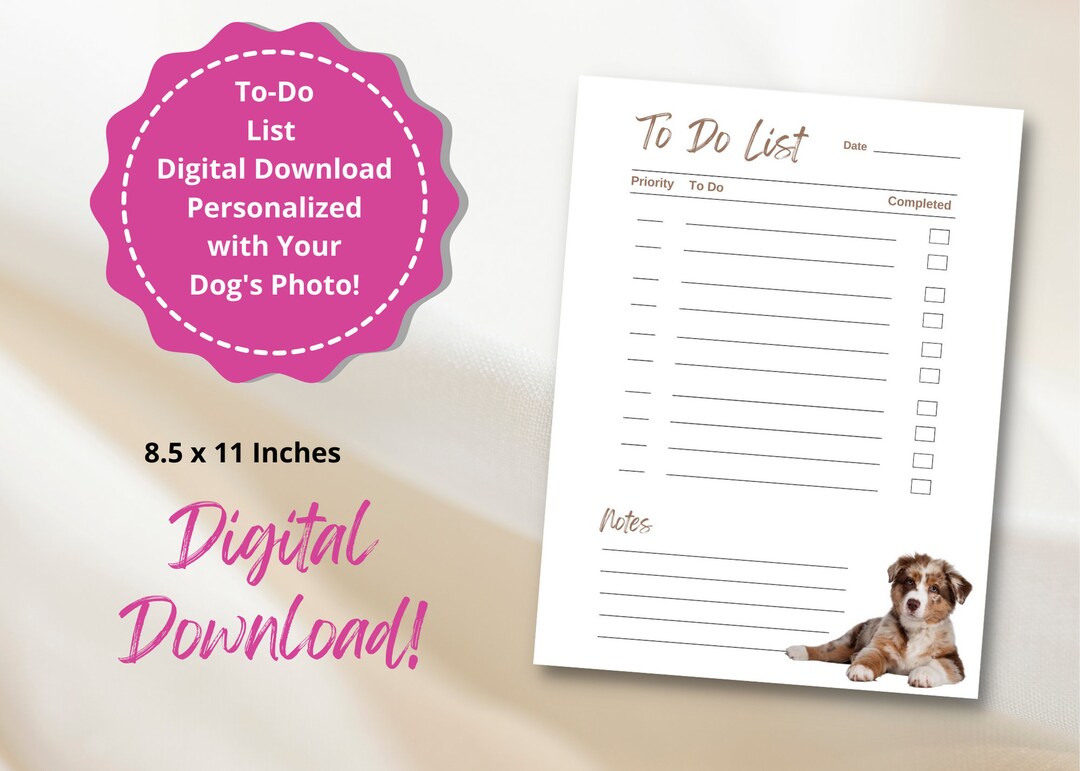 Dog Photo To-do List, Custom To-do List, Photo To-do List, DIGITAL ...