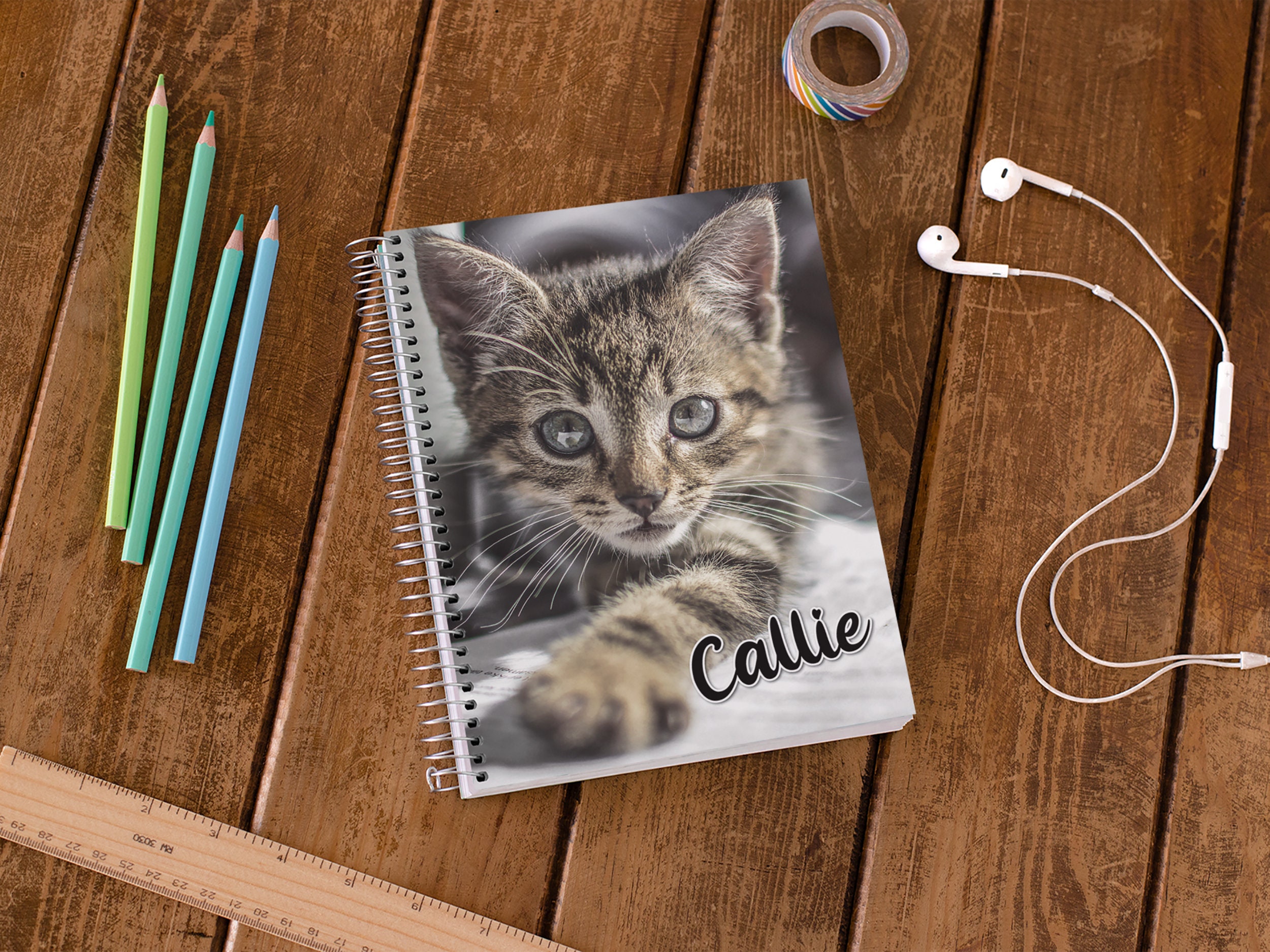 Cat Spiral Notebook Custom Cat Photo Spiral Notebook Lined - Etsy