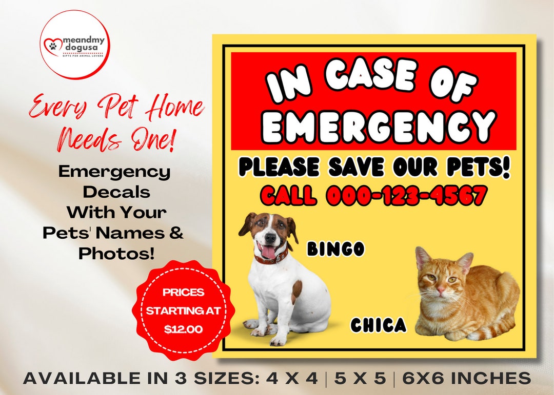 Custom Pet Emergency Sticker, Emergency Pet Rescue, Photo Rescue ID ...