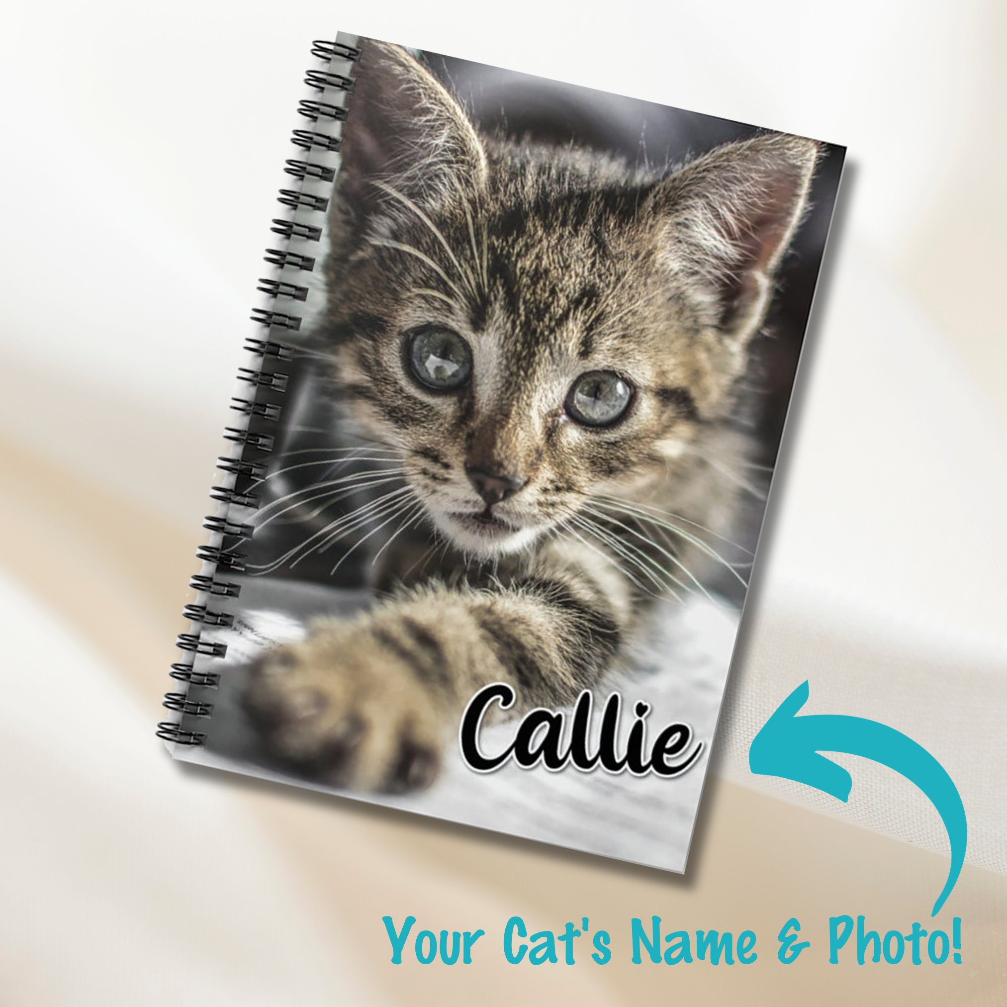 Cat Spiral Notebook Custom Cat Photo Spiral Notebook Lined - Etsy