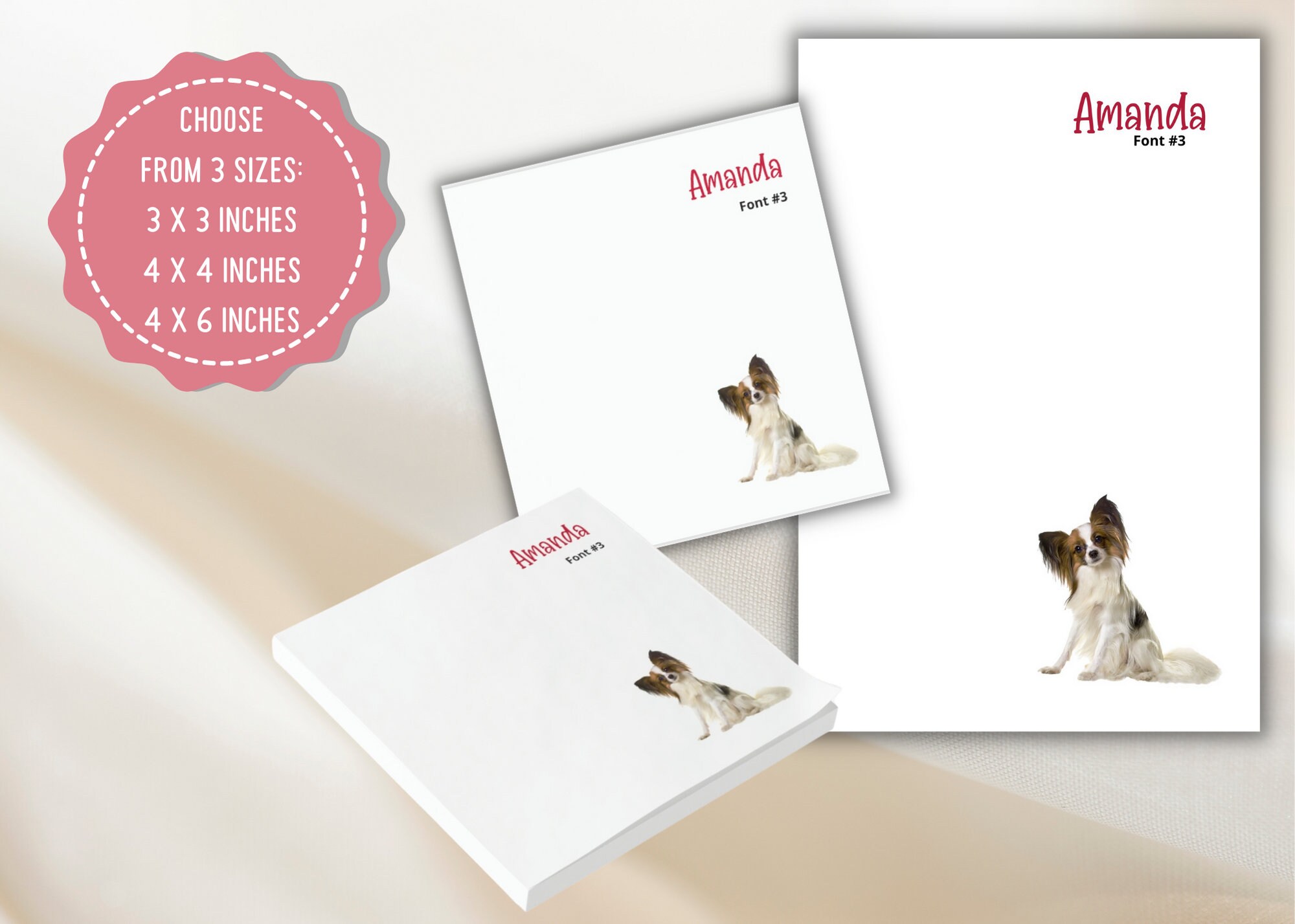 Personalized Dog Sticky Note Bundle, Custom Dog Sticky Note Bundle, 3 ...