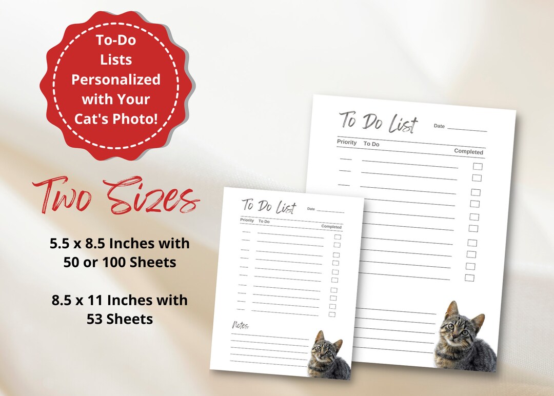 Personalized Cat Photo To-do List Notepad - Two Sizes - Etsy