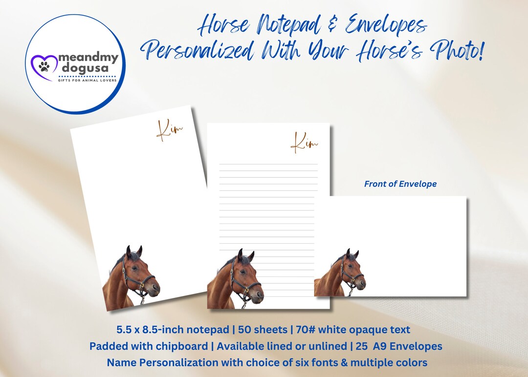 Horse Notepad and Envelopes, Personalized Horse Notepad With Envelopes ...