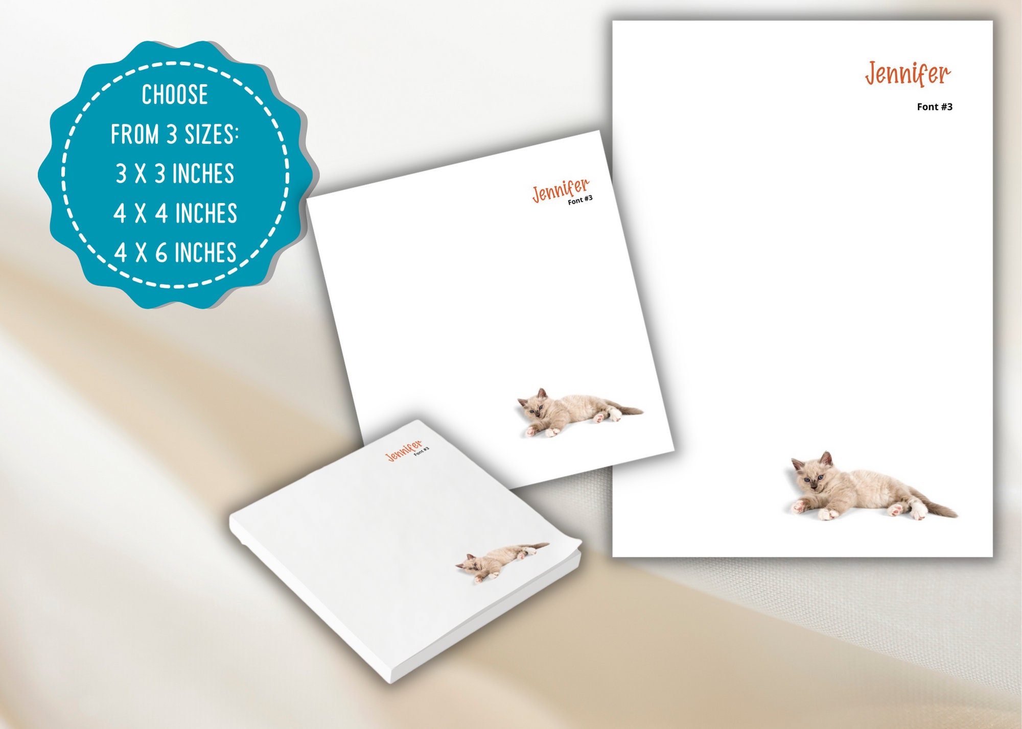 Personalized Cat Sticky Note Bundle, Custom Cat Sticky Notes, Photo ...