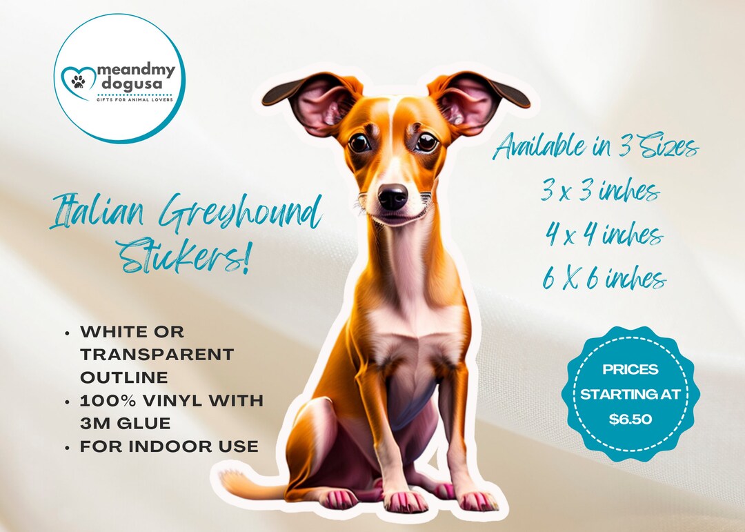 Italian Greyhound Vinyl Sticker, Puppy Sticker, Iggy Sticker, Iggy ...