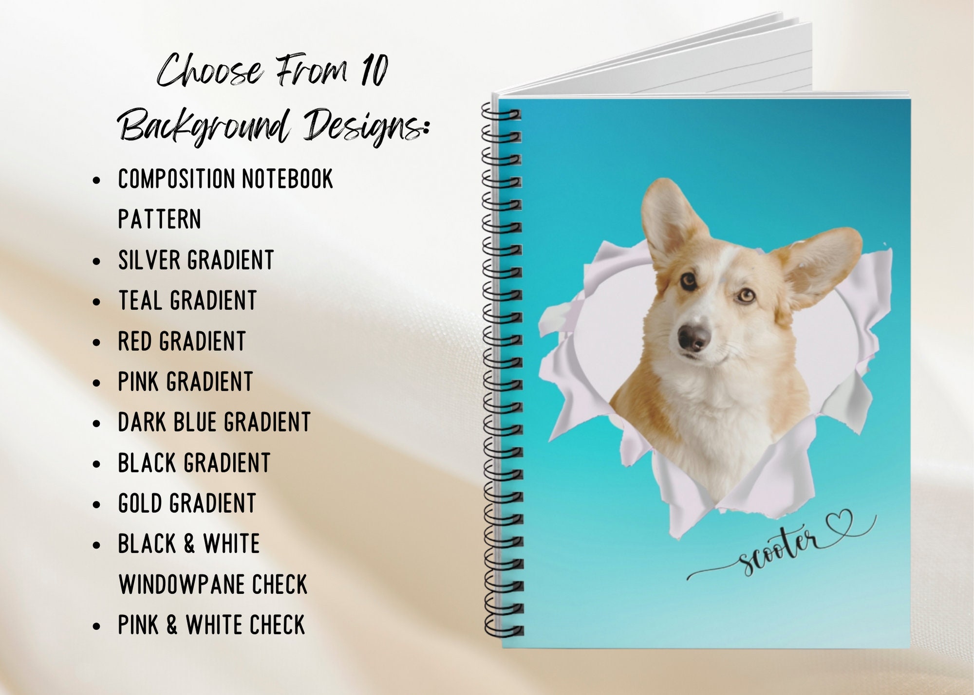 Spiral Dog Notebook, Custom Dog Photo Spiral Notebook, Lined Spiral ...