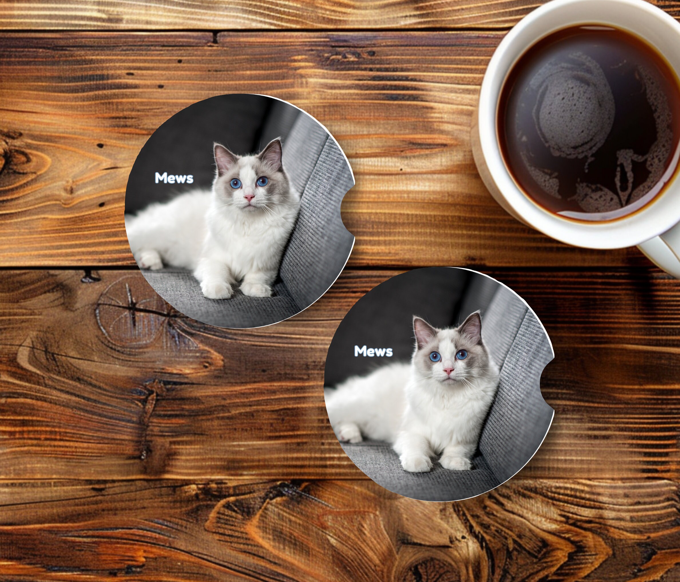 Car Coasters With YOUR Cat's Name & Photo, Absorbent Cat Car Coasters ...