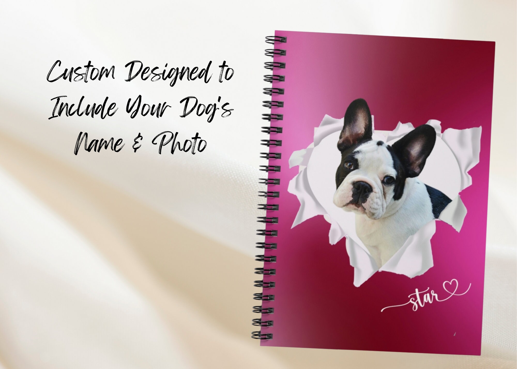 Spiral Dog Notebook, Custom Dog Photo Spiral Notebook, Lined Spiral ...