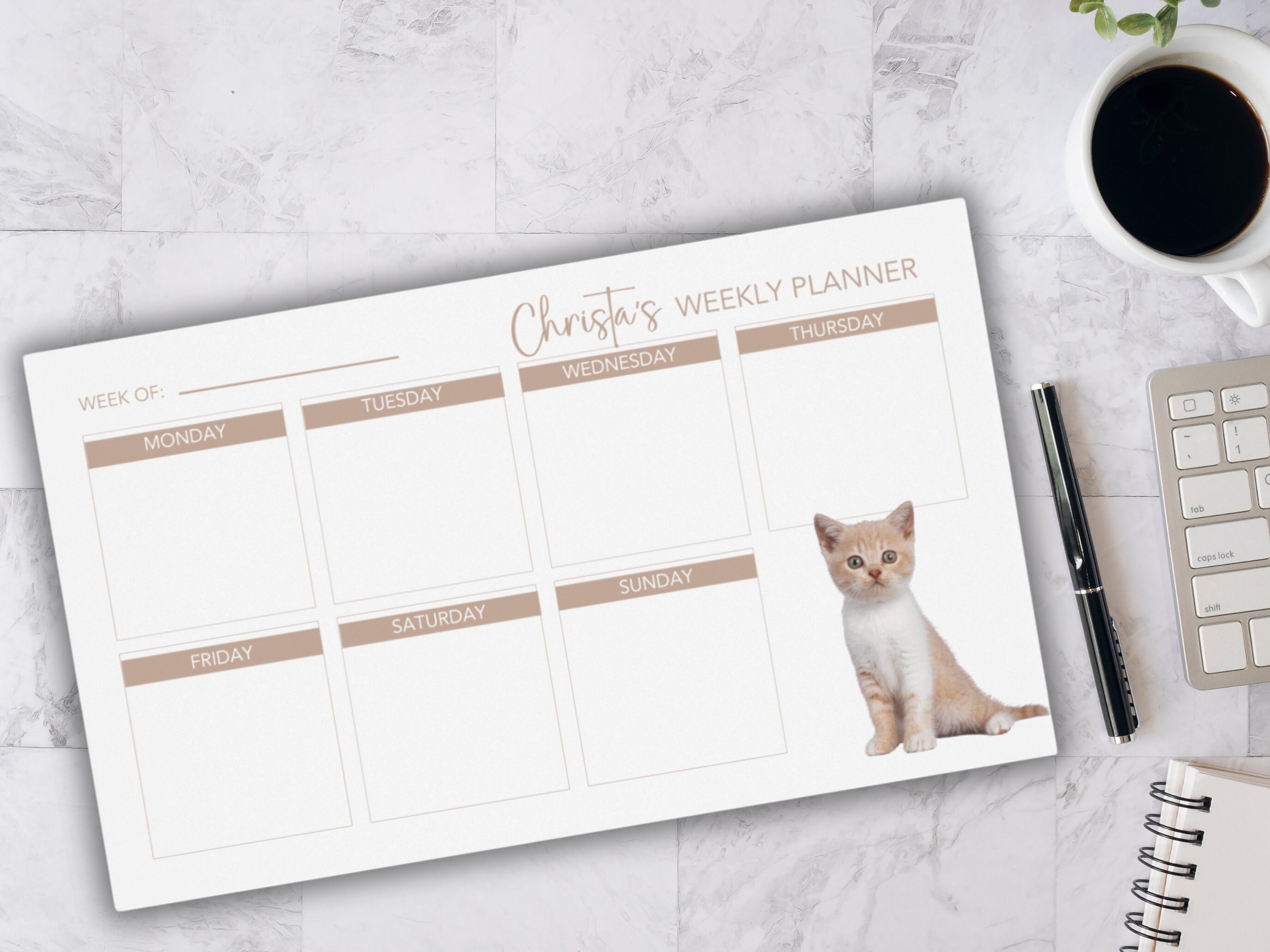 Custom Pet Photo Post-it Note Planner, 10 X 6-inches, Weekly Planner ...