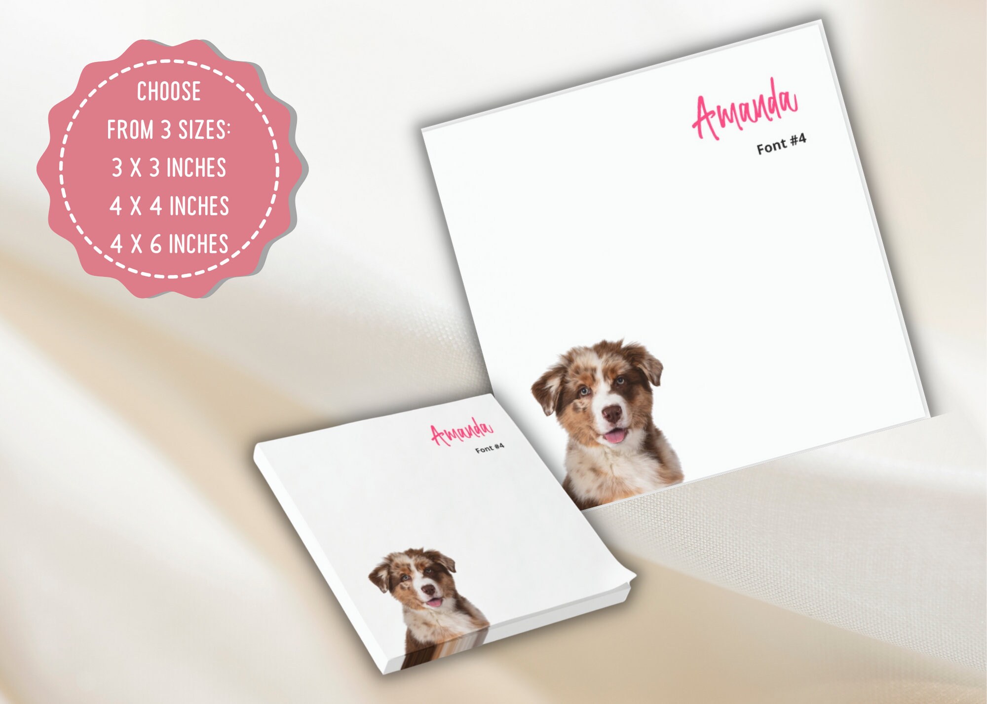 Personalized Dog Sticky Note Bundle, Custom Dog Sticky Note Bundle, 3 ...