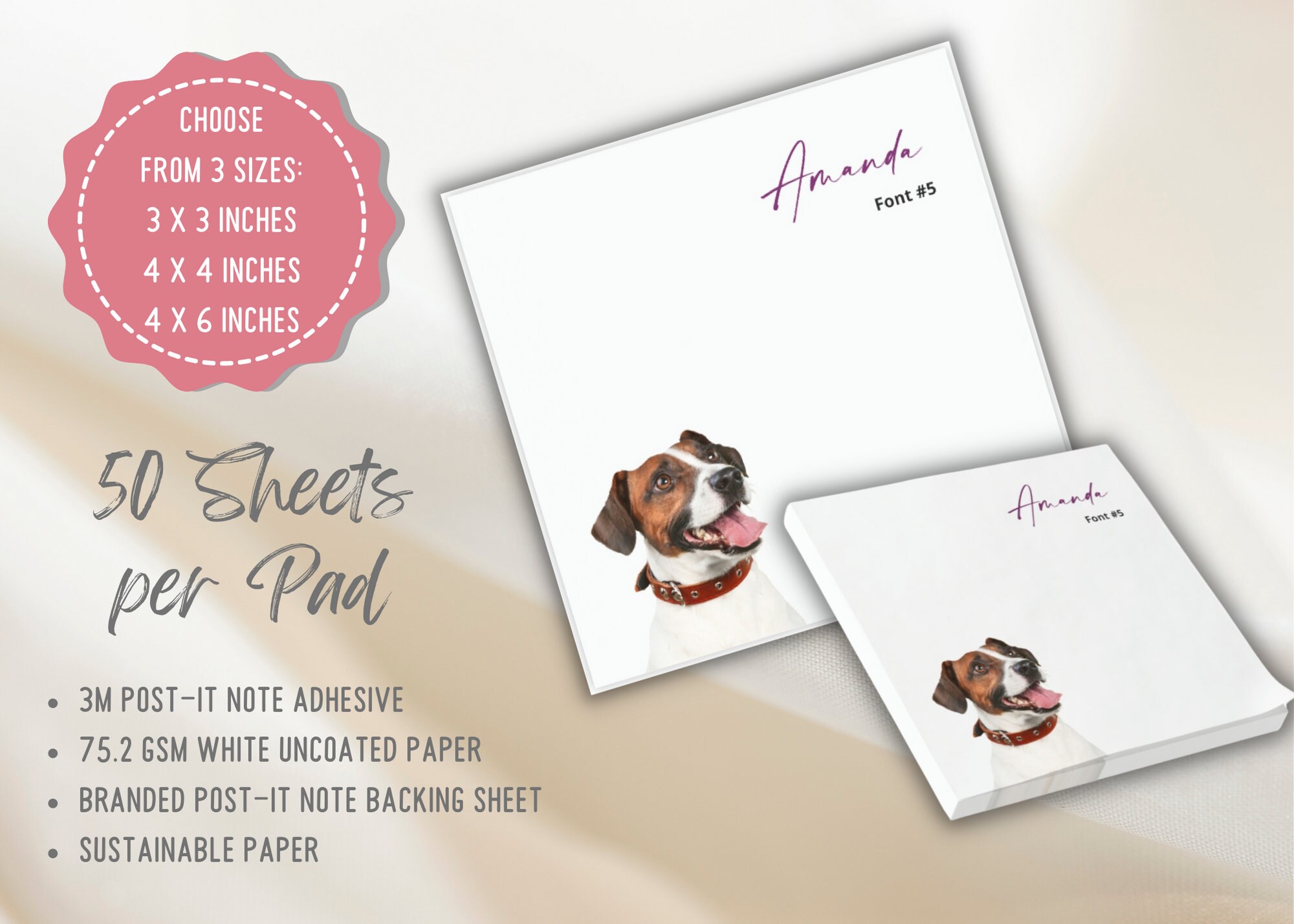 Personalized Dog Sticky Notes, Custom Dog Sticky Notes, Photo Sticky ...