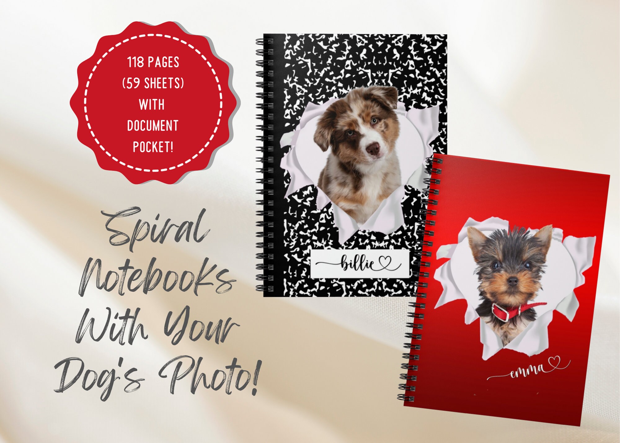 Spiral Dog Notebook, Custom Dog Photo Spiral Notebook, Lined Spiral ...