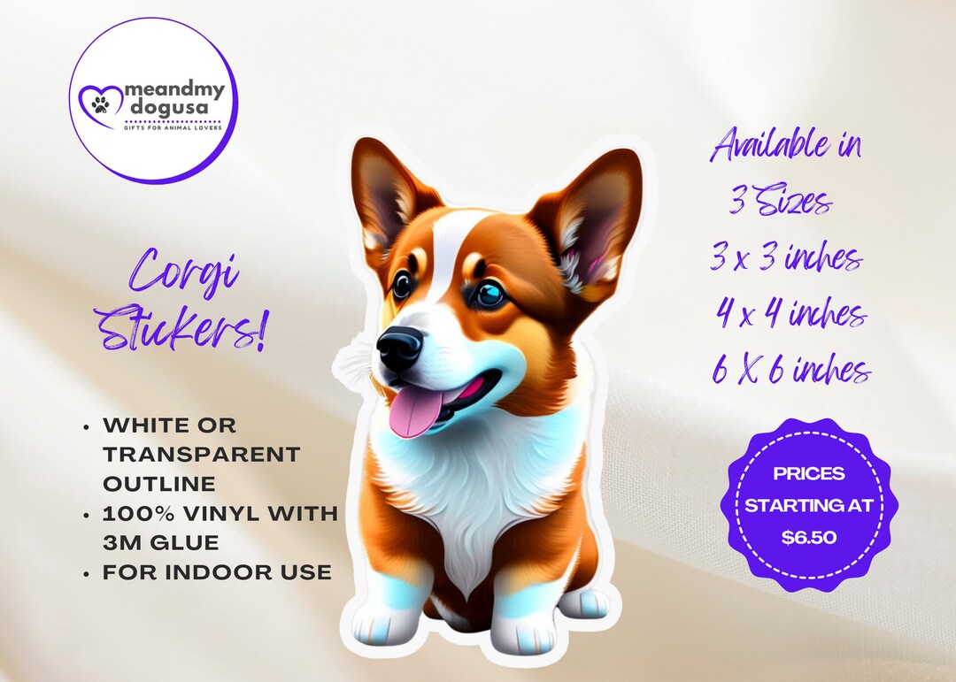Corgi Vinyl Sticker, Puppy Sticker, Corgi Sticker, Corgi Lover Gift, AI ...