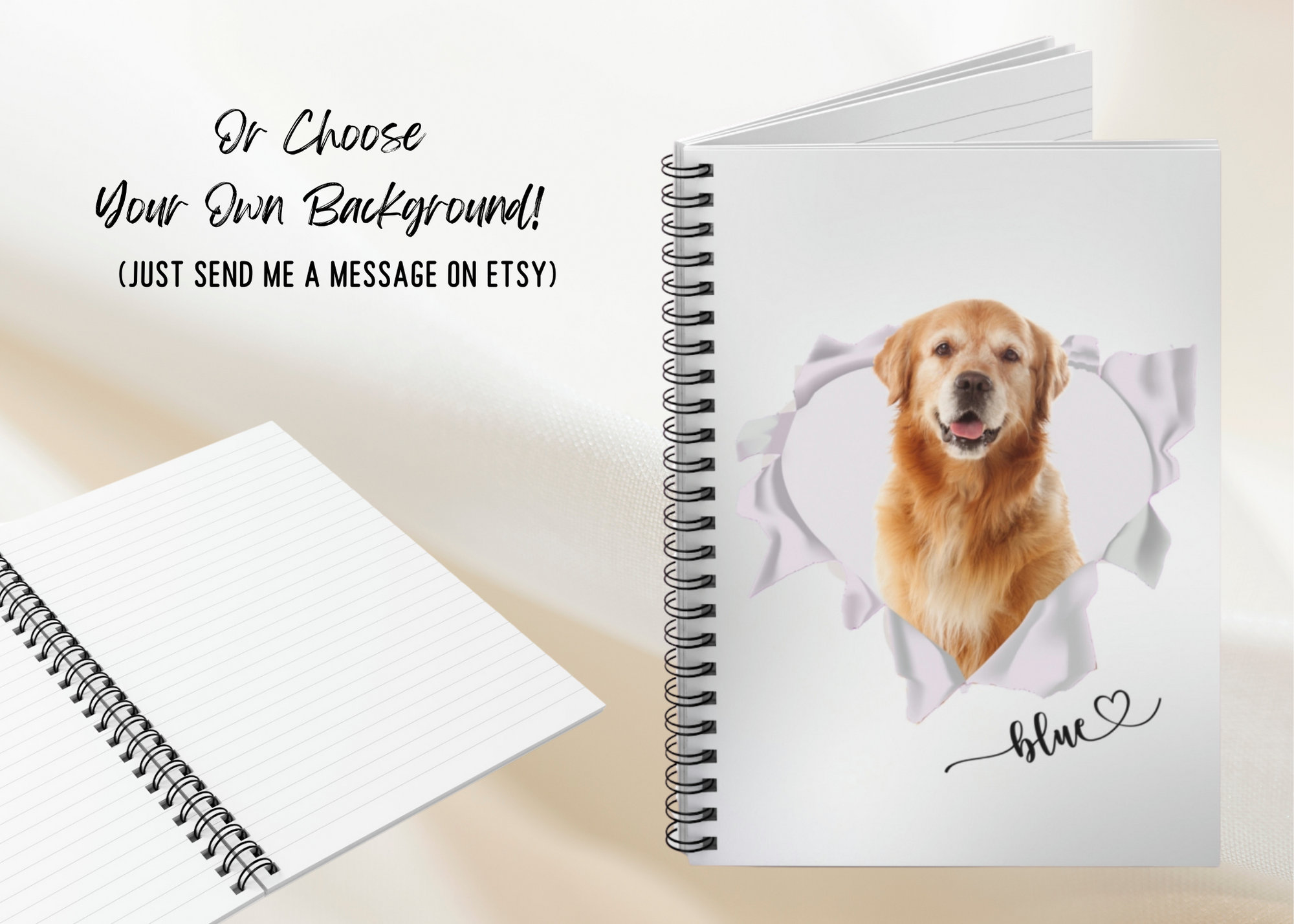 Spiral Dog Notebook, Custom Dog Photo Spiral Notebook, Lined Spiral ...