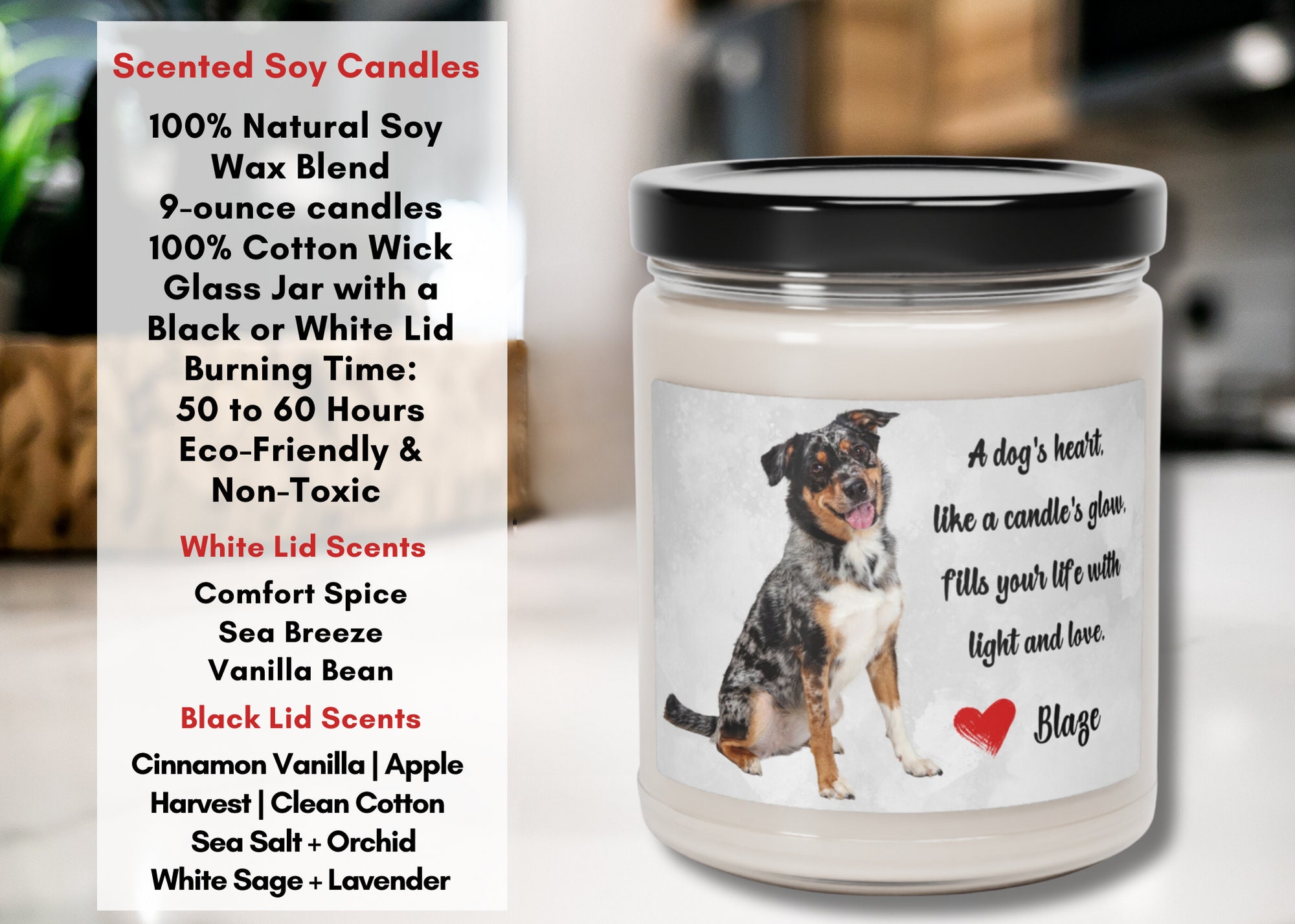 Personalized Dog Photo Candle, Custom Dog Photo Candle, Dog Candle in ...