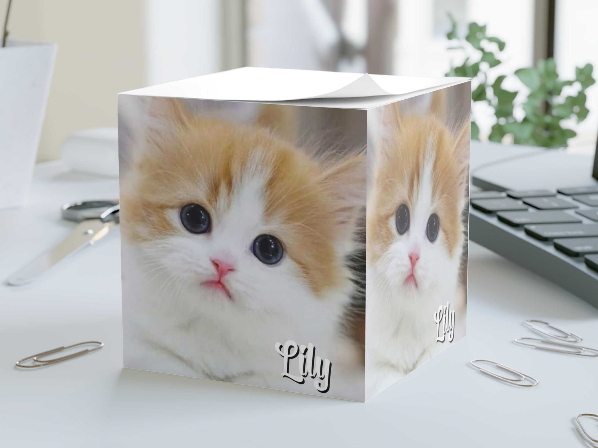 Cat Photo Note Cube, Your Cat's Photo Note Cube, Paper Note Cube, Cat ...