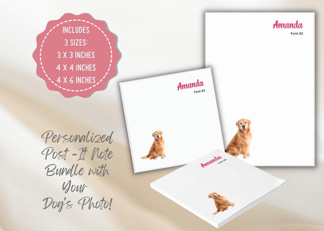 Personalized Dog Sticky Note Bundle, Custom Dog Sticky Note Bundle, 3 ...