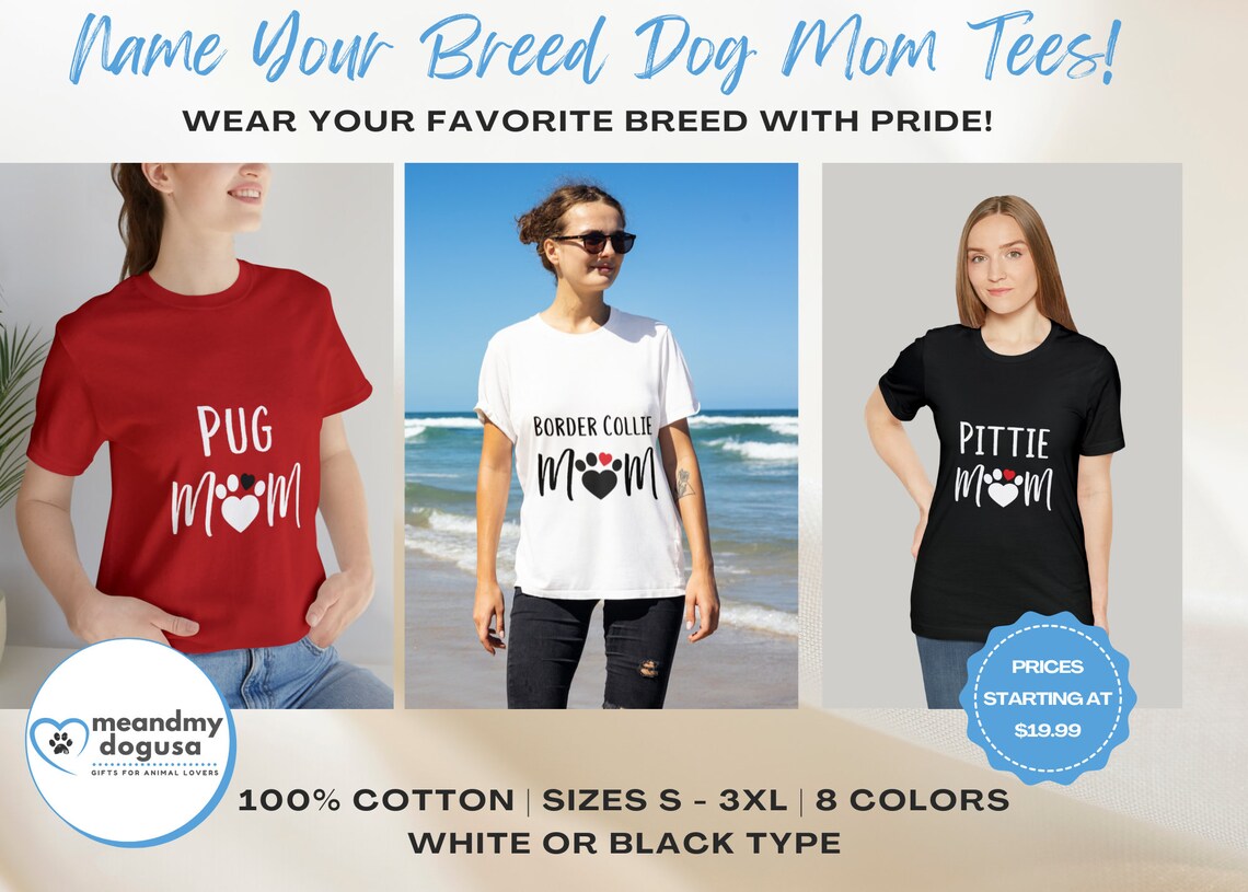 Dog Mom T-shirt Your Breed T-shirt Custom Dog Mom Shirt Mom - Etsy
