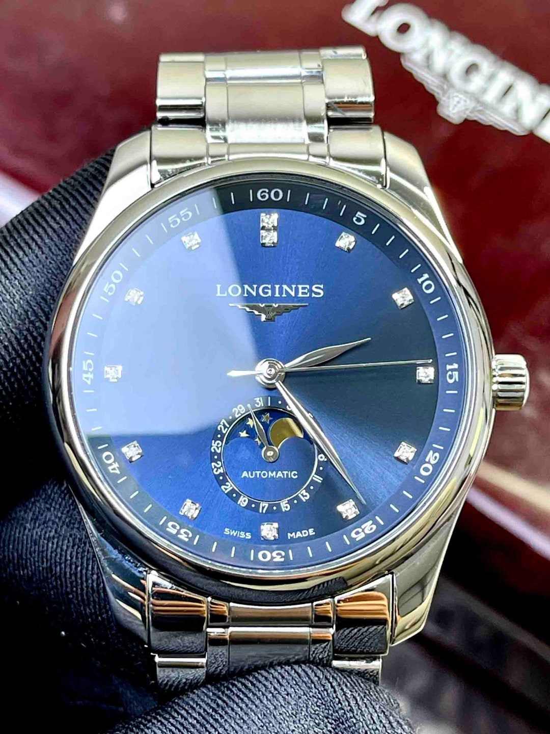 LONGINES Master Automatic Diamond Blue Dial Men's Watch Item No ...