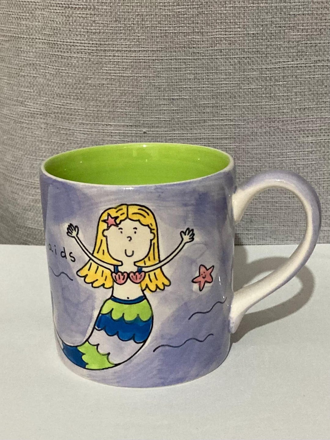Whittard of Chelsea Handpainted Childs Mermaid Mug in Purple With Lime ...