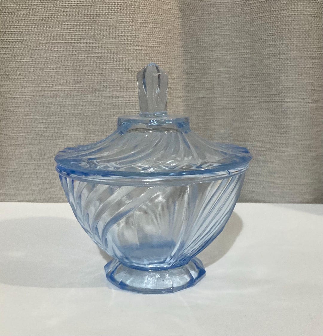 Vintage Light Blue Candy/sweet Glass Bowl in Caprice Pattern With Lid ...