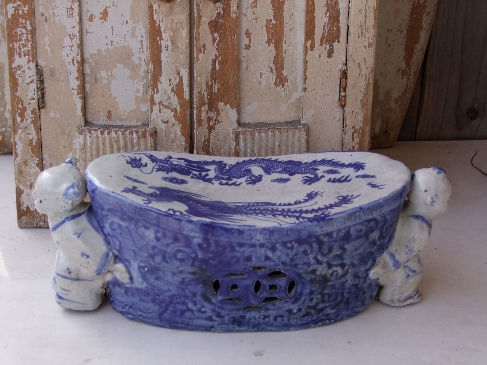 Antique Chinese Porcelain Pillow Blue and White 19th Century - Etsy UK