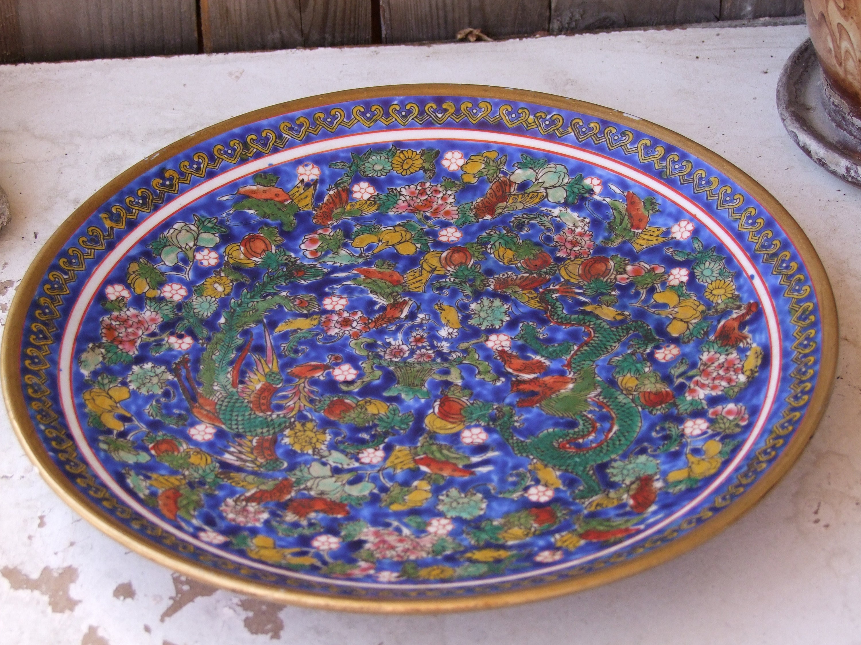 Antique Chinese Guangxu Porcelain Plate Dragon & Phoenix Dish Hand ...