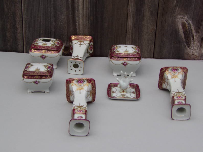 Antique Royal Kinjo Nippon Rococo Japan Gold Encrusted Moriage Vanity ...