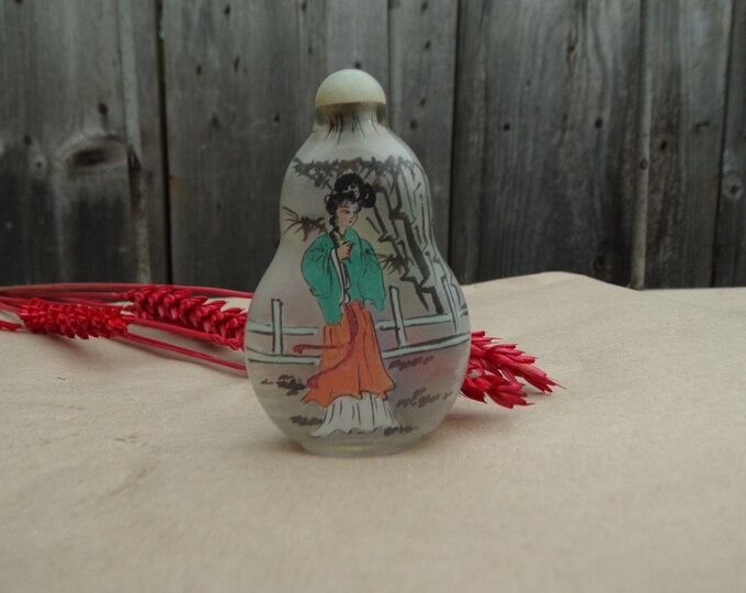 Antique Chinese Reverse Hand Painted Glass Snuff Bottle - Etsy
