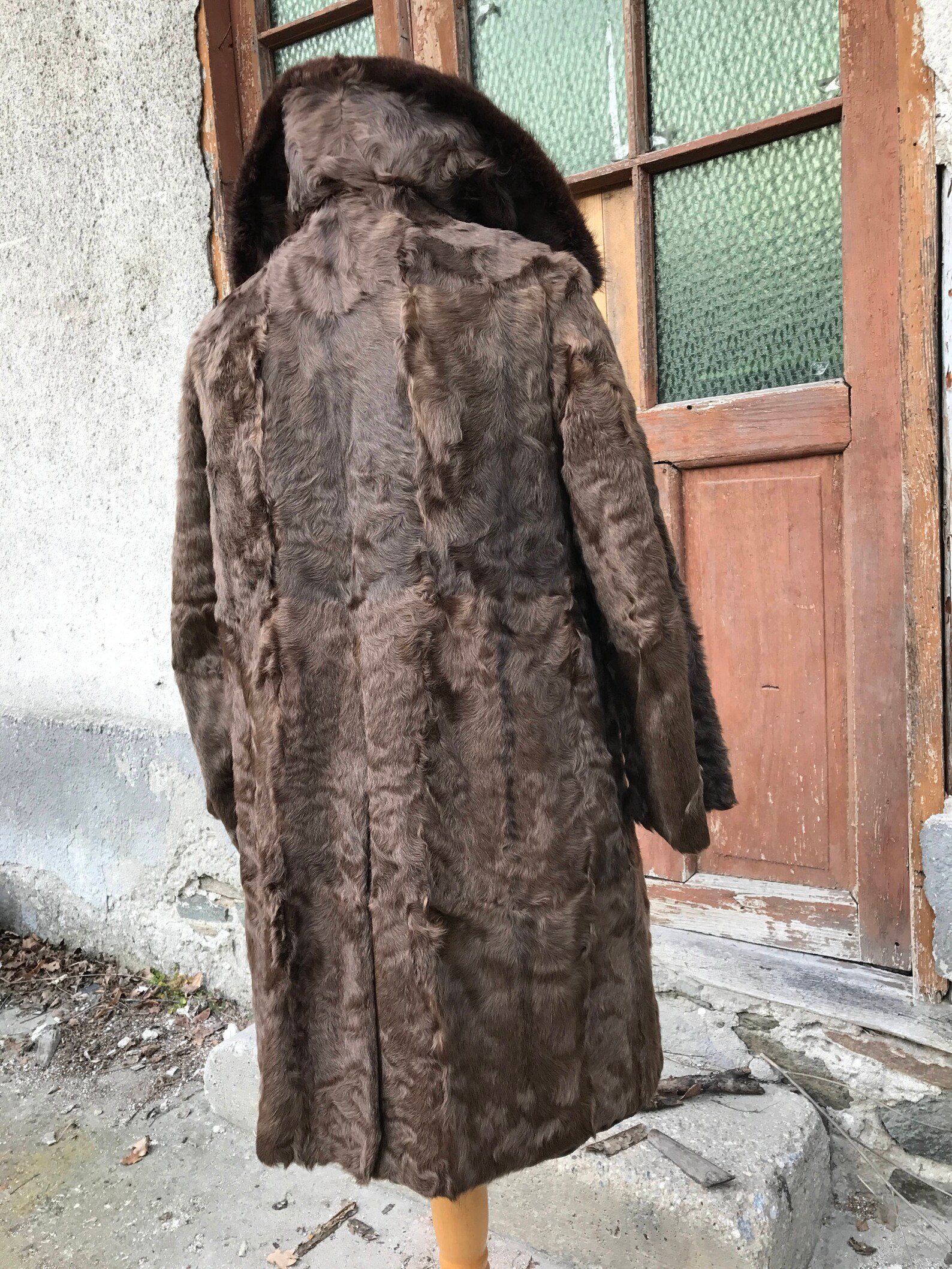 Real Fur Swakara Namibia Karakul Lamb Coat Brown Leather Coat African ...
