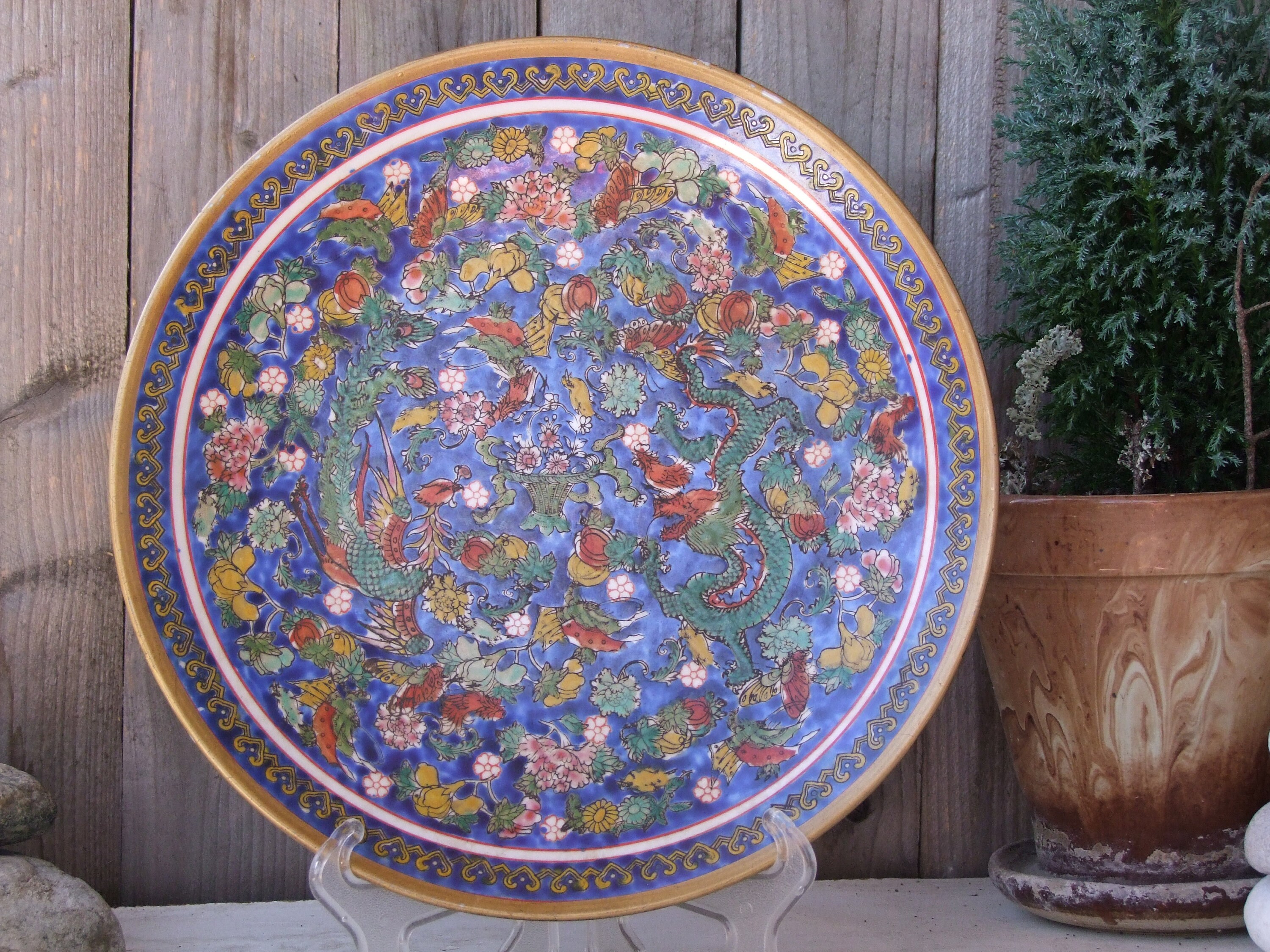 Antique Chinese Guangxu Porcelain Plate Dragon & Phoenix Dish Hand ...