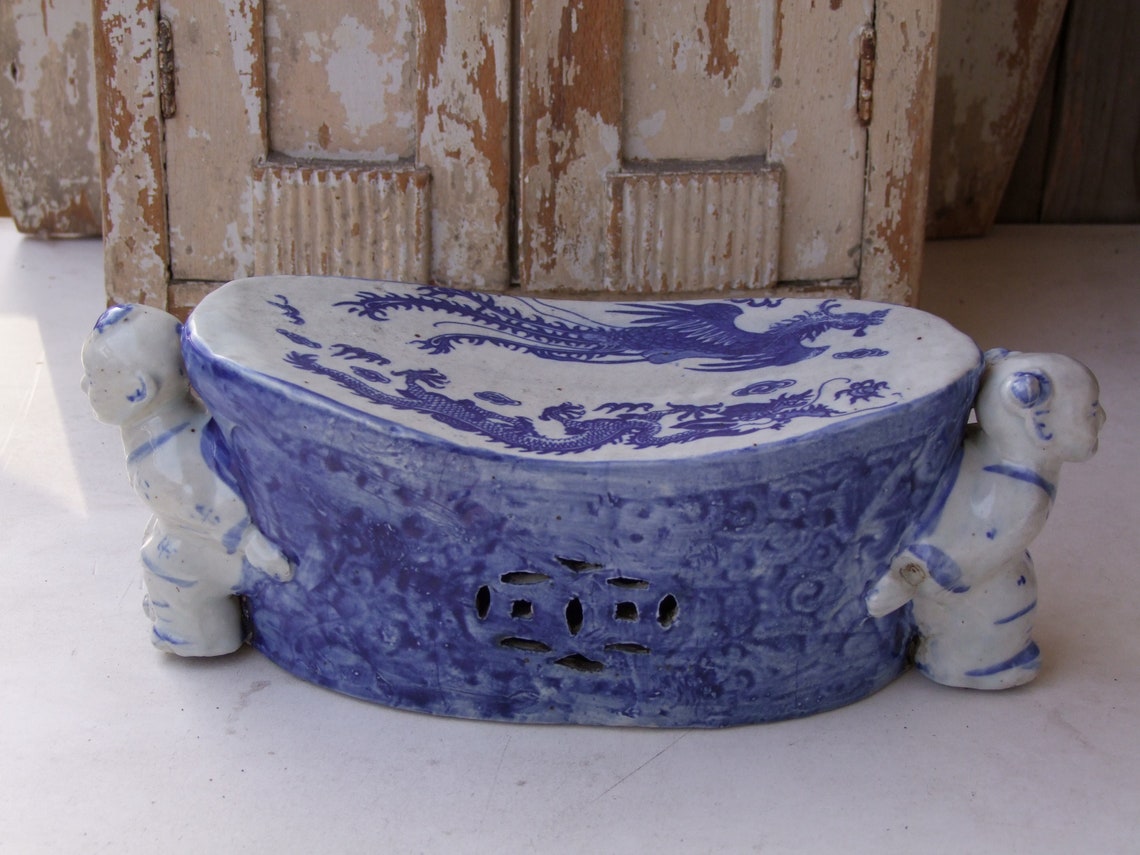 Antique Chinese Porcelain Pillow Blue and White 19th Century - Etsy UK