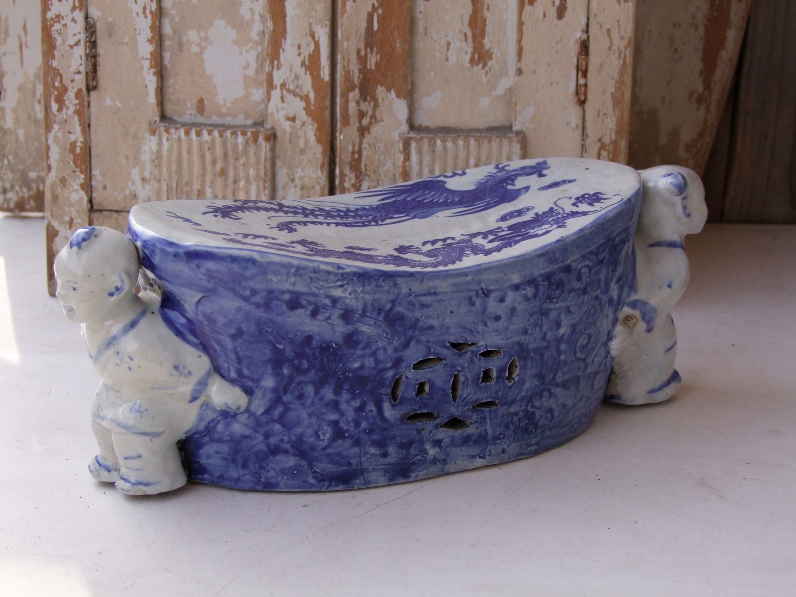 Antique Chinese Porcelain Pillow Blue and White 19th Century - Etsy UK