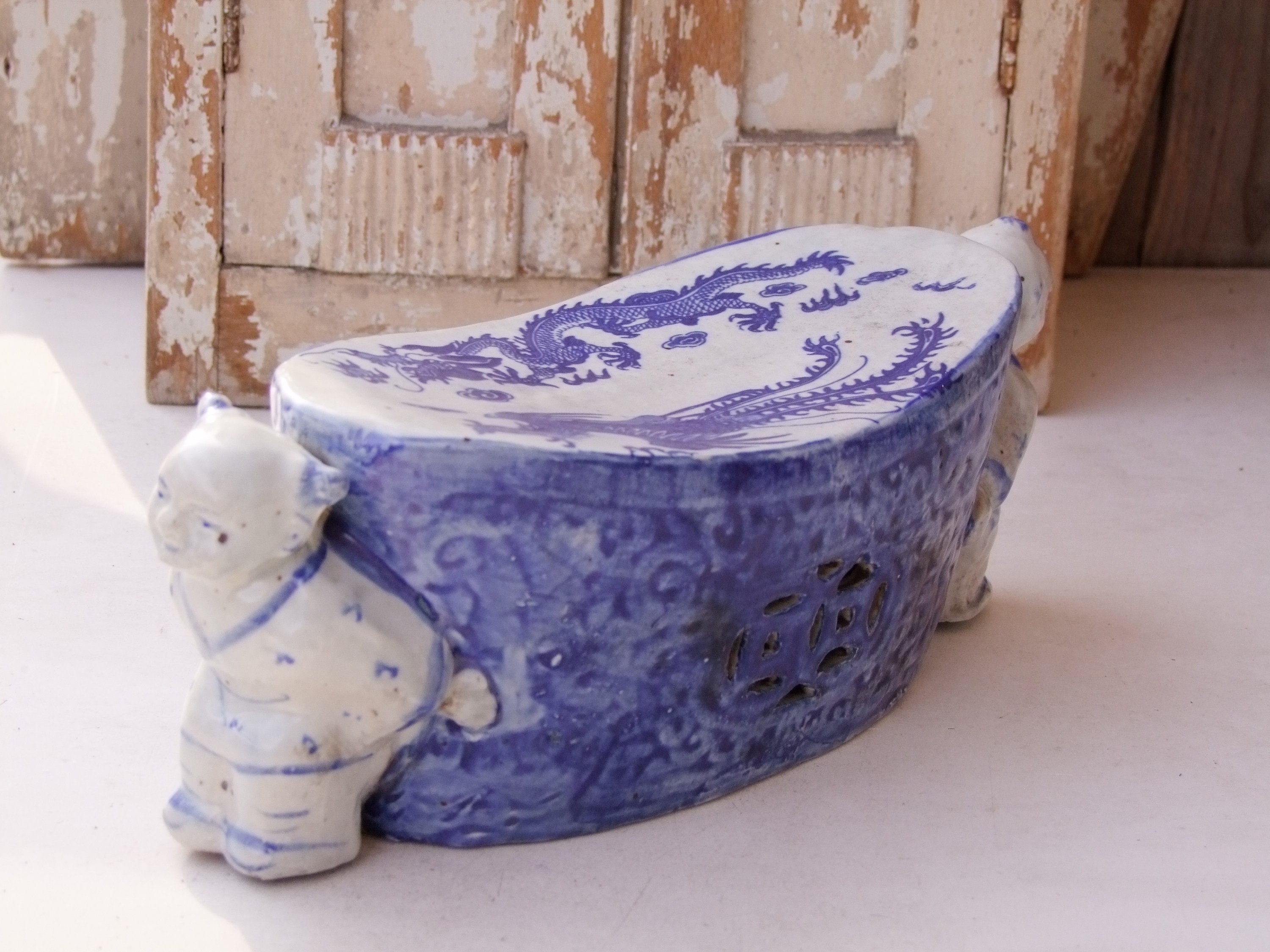 Antique Chinese Porcelain Pillow Blue and White 19th Century Qing ...