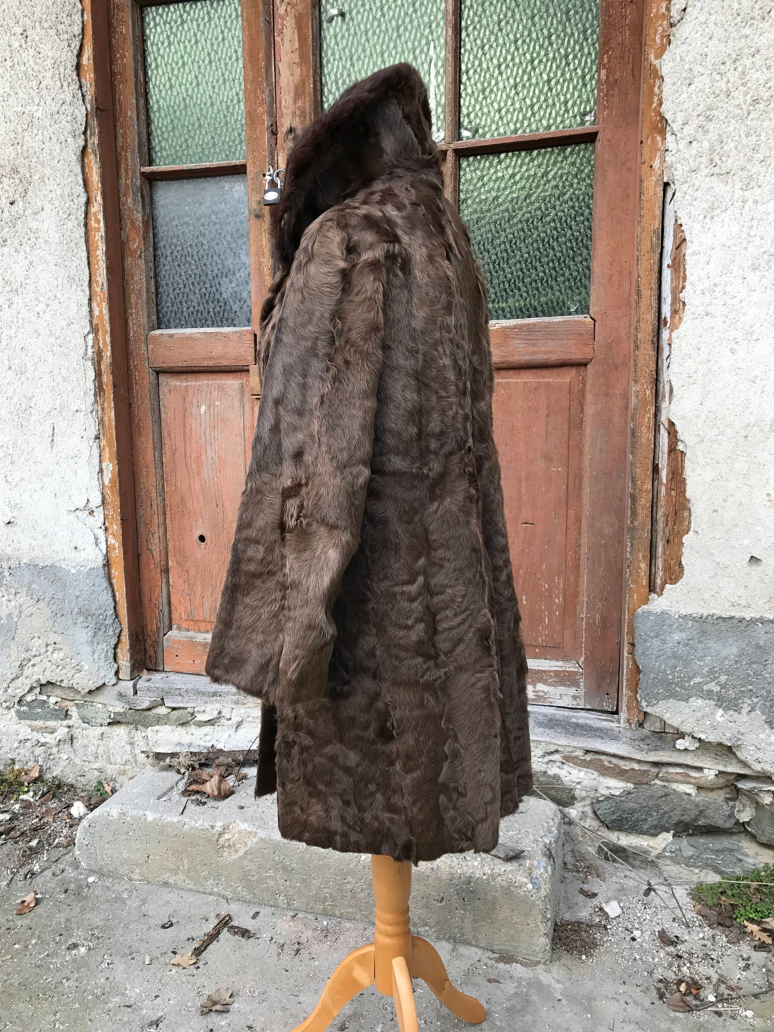 Real Fur Swakara Namibia Karakul Lamb Coat Brown Leather Coat African ...
