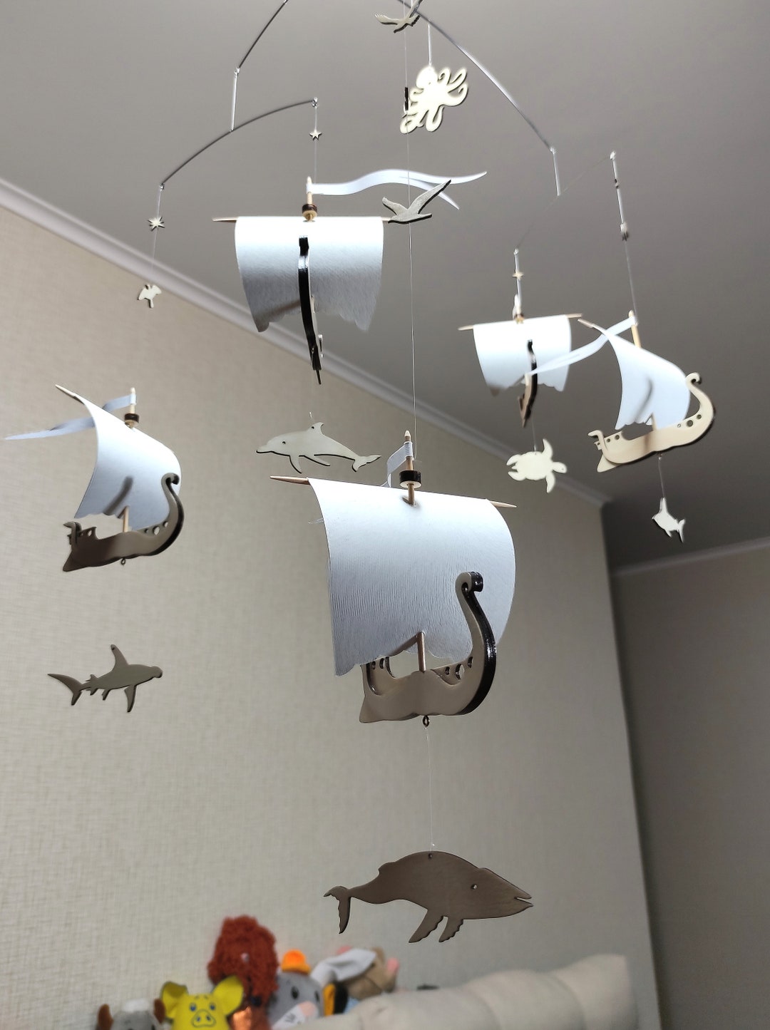 Viking Warships and Sea Animals of the Seas and Oceans. Whale - Etsy ...