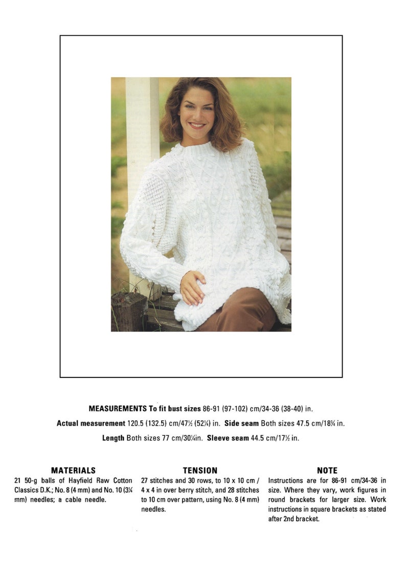 Womens Tunic Sweater Knitting Pattern PDF Ladies 34 36 and | Etsy