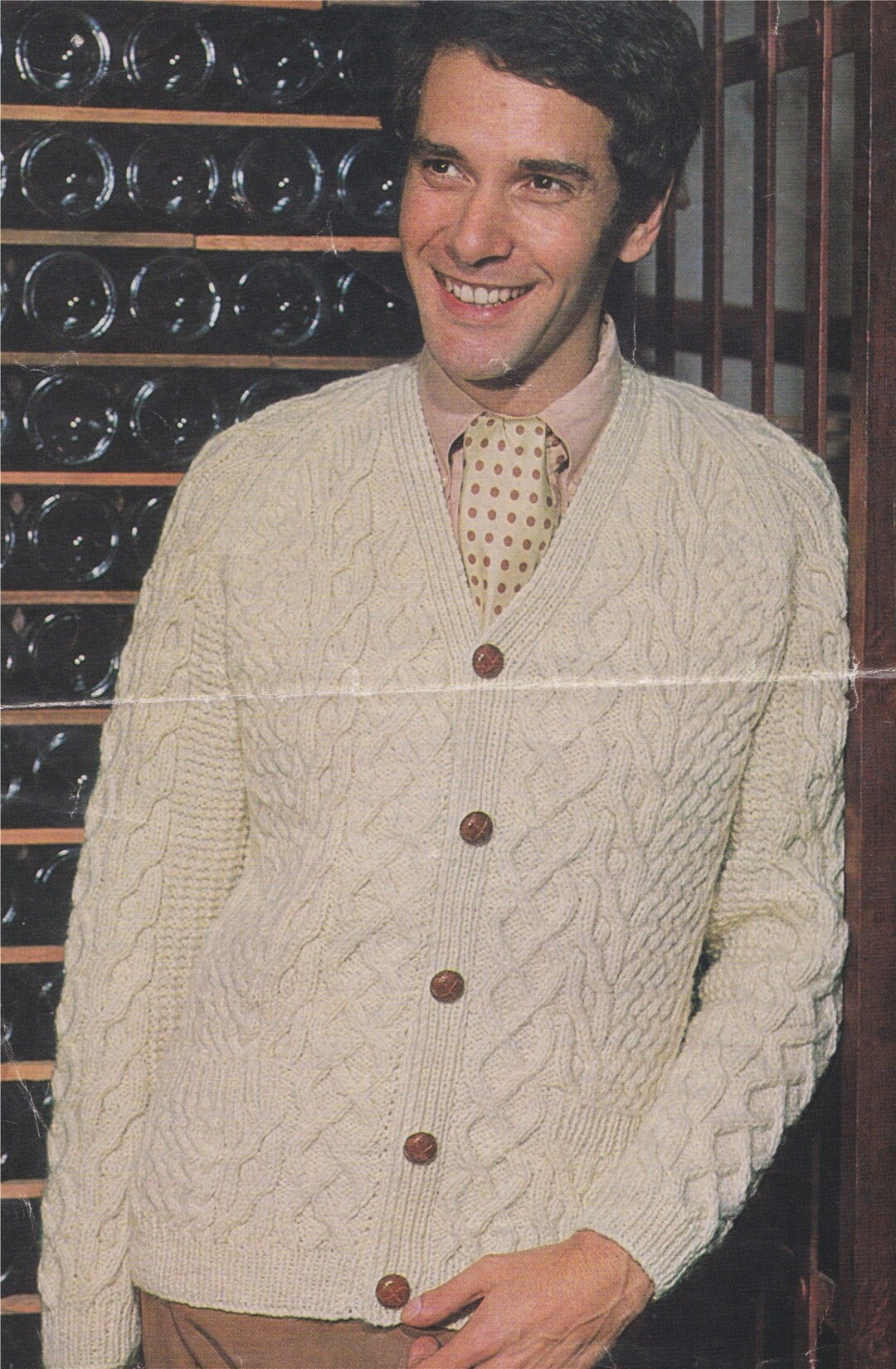 Mens Aran Cardigan Knitting Pattern PDF 38, 40, 42, 44, 46 & 48 Inch ...