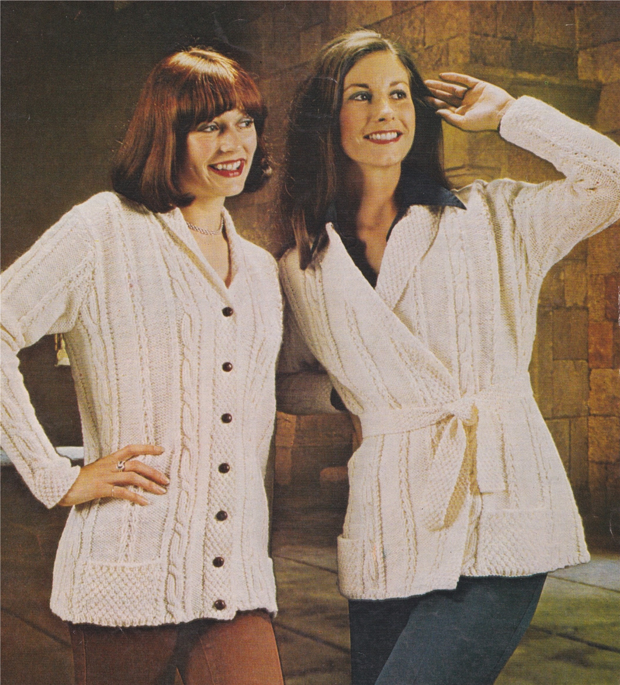 Womens Wrap Over Jacket with Belt & Jacket with Buttons Knitting ...