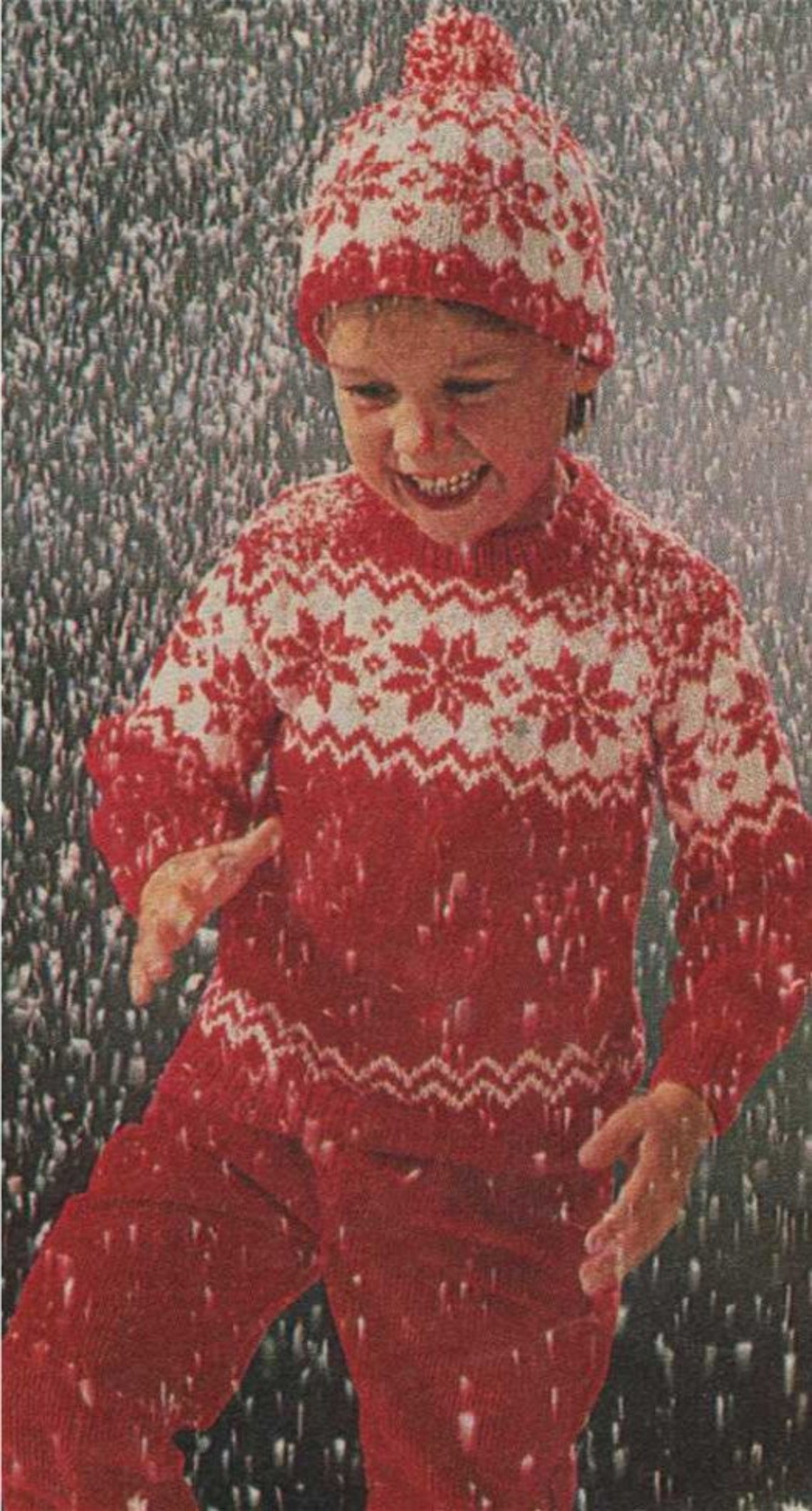 Children's Fair Isle Snowflake Sweater and Hat Knitting Pattern (PDF ...