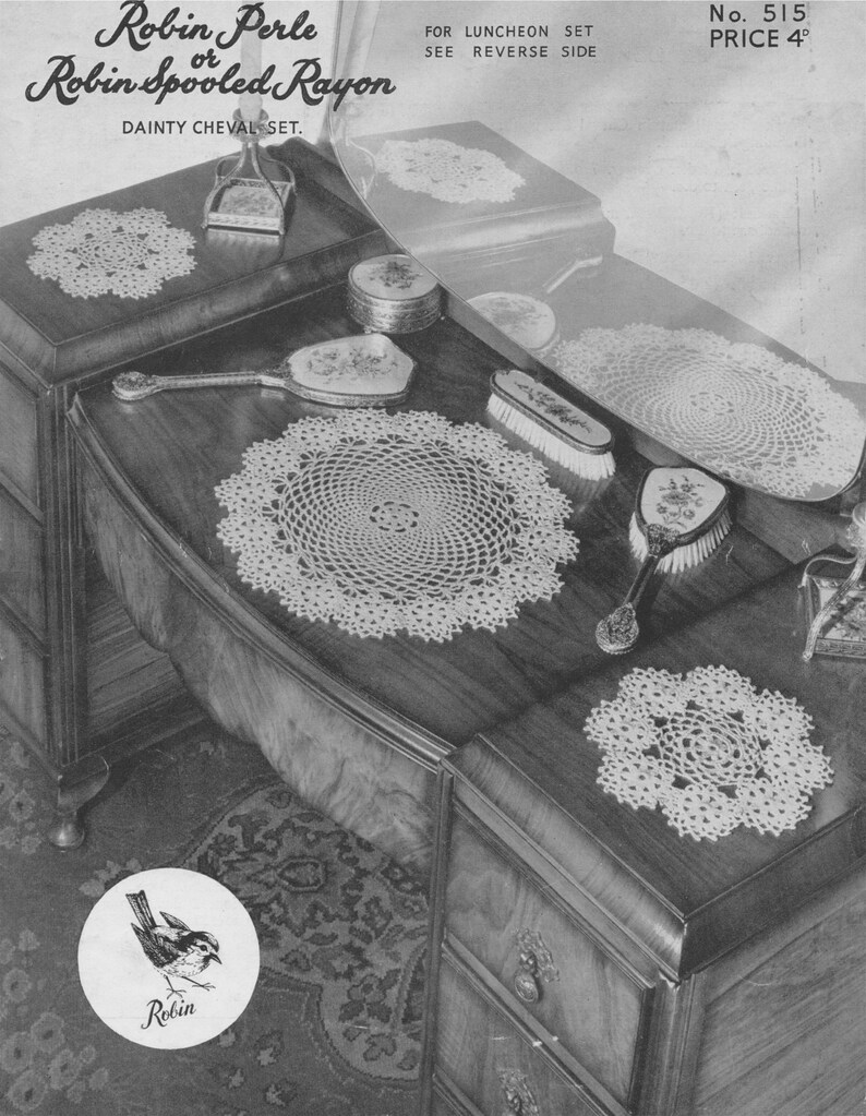 Dining Table Mats and Cheval Set Crochet Pattern PDF, Table Linen ...