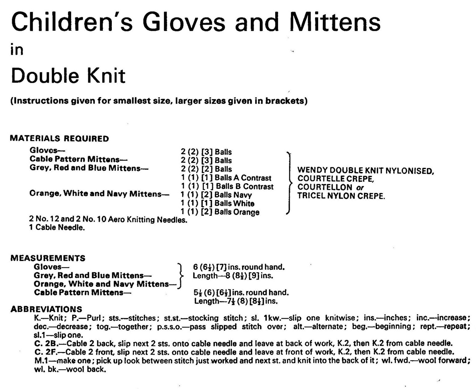 Childrens Gloves and Mittens Knitting Pattern PDF Boys or Girls, Fair ...