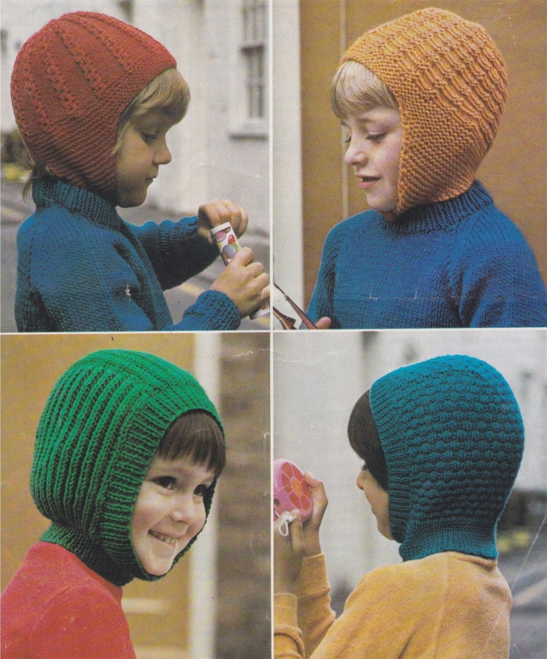 Childrens Helmets Hat Knitting Pattern PDF Boys or Girls Hat, Green and ...